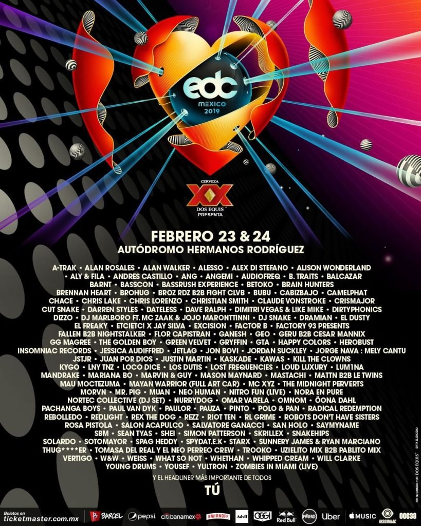 Los lineups del EDC México a lo largo de su historia
